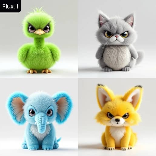 Cute Angry Plush Toy Animals | Flux. 1 Prompt