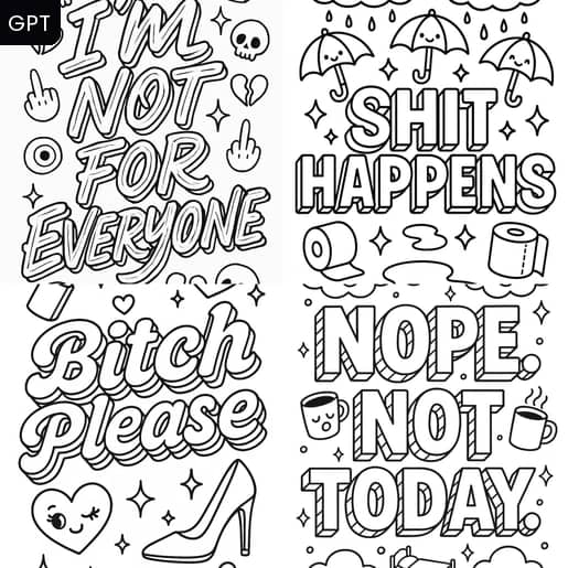 Swear Word Coloring Pages For Adults | GPT Prompt