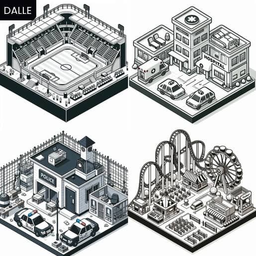 Cute 3D Isometric Coloring Scenes | DALLE Prompt