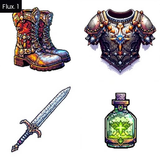 Pixel Art Style 8 Bit RPG Fantasy Icons | Flux. 1 Prompt