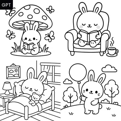 Cozy Spring Bunny Coloring Pages | GPT Prompt
