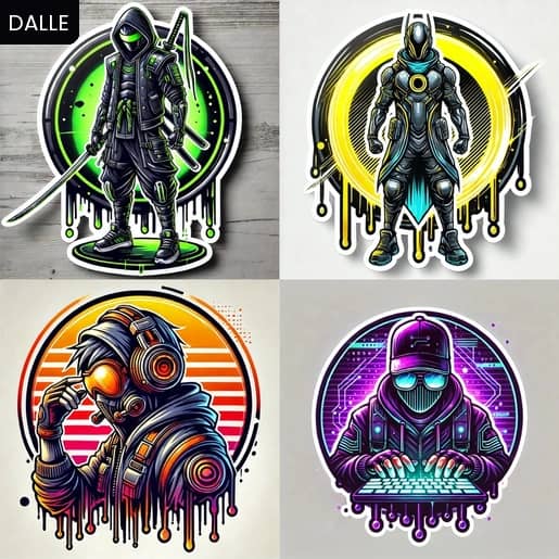 Drip Cartoon Characters with Neon Glow | DALLE Prompt