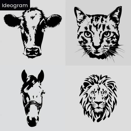 Ideogram Prompt | Black and White Vector Animal Wall Art